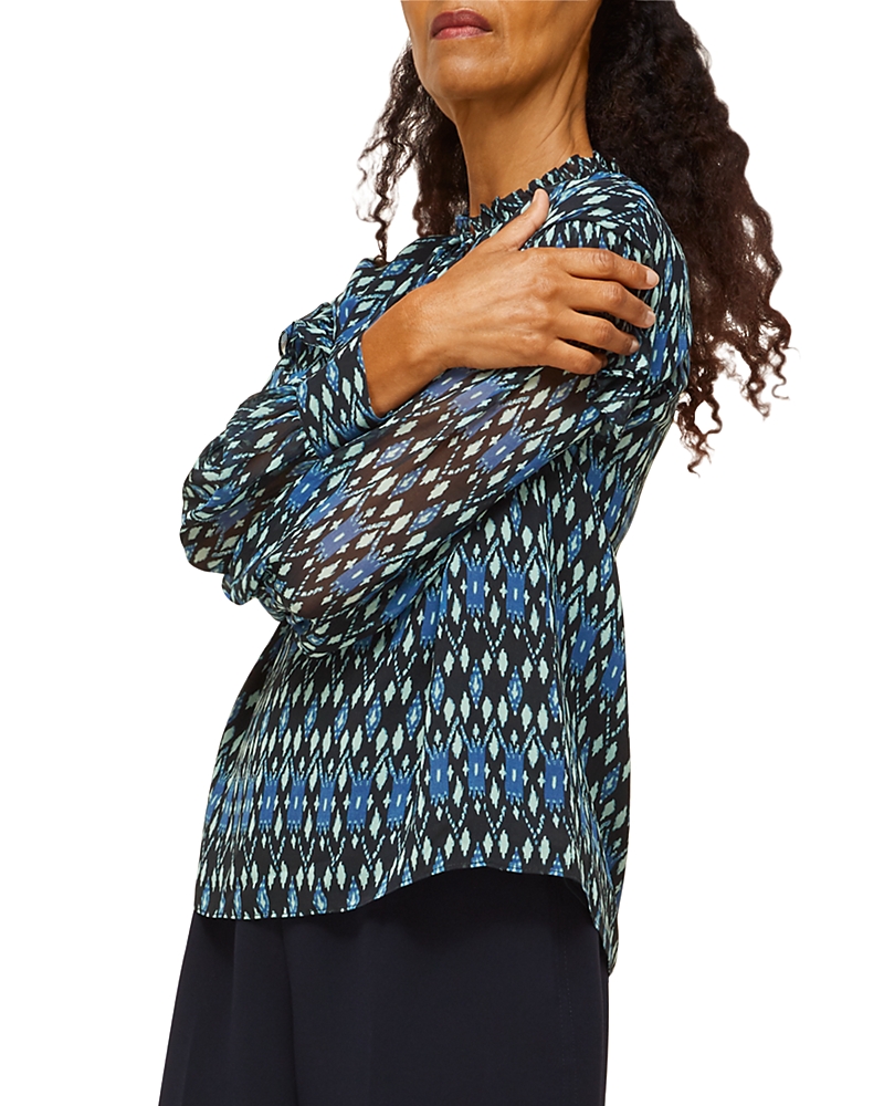 WHISTLES Diamond Ikat Print Blouse